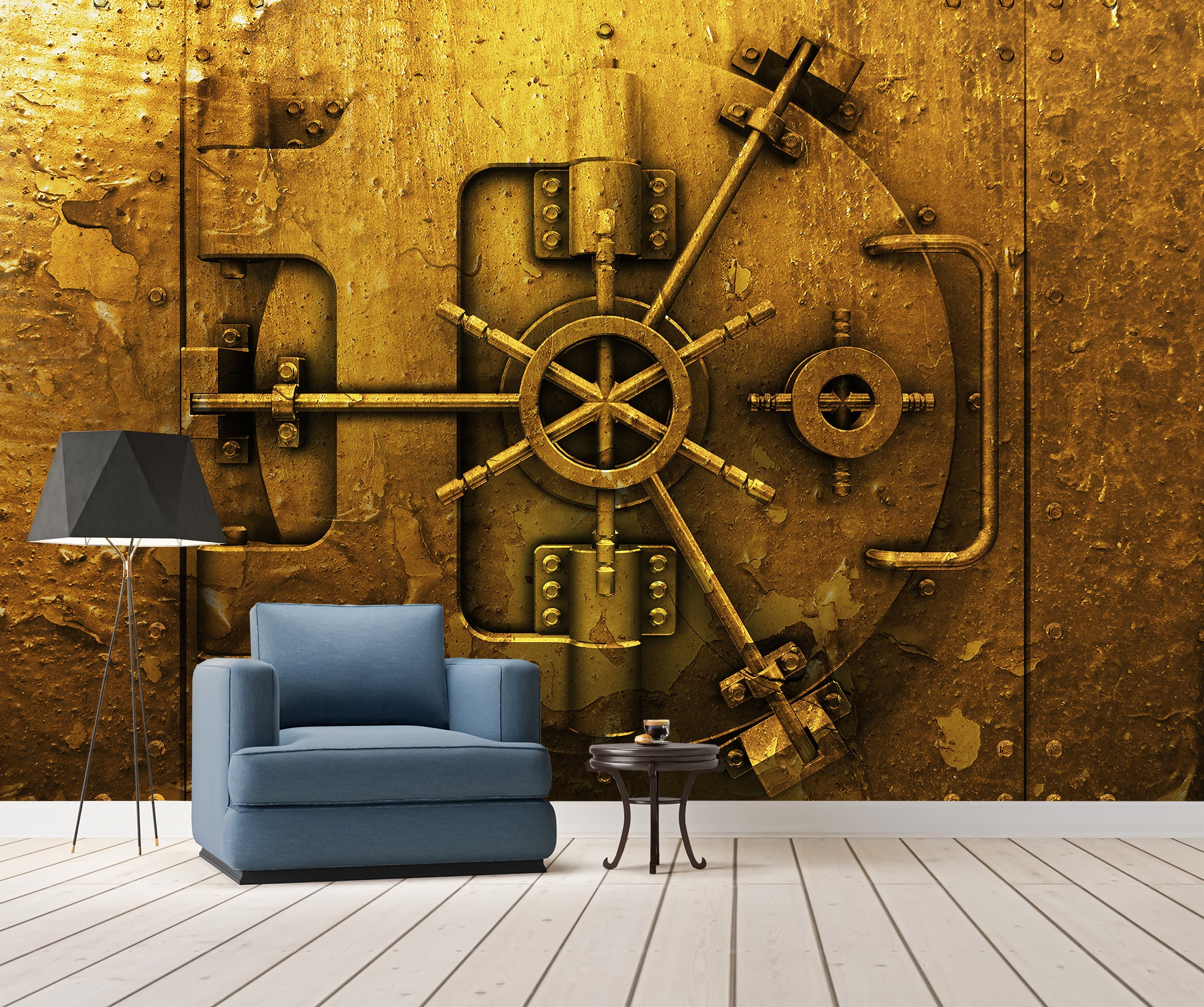 Bank Safe Wallpaper Print Money Vault Textured Peel and Stick Big Safe ...