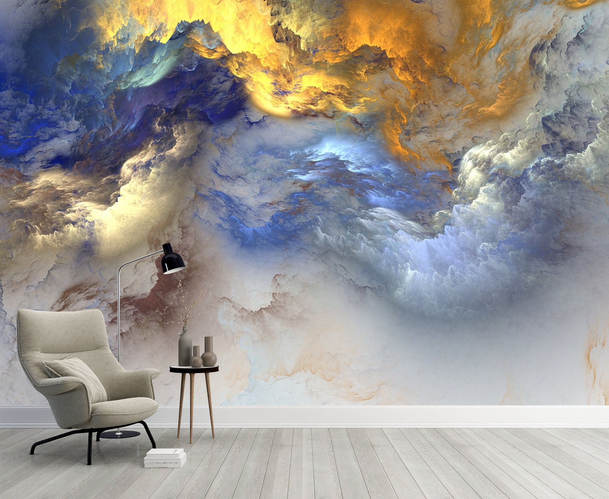 Clouds Wallpaper Abstract Wall Mural Abstract Print Peel and - Etsy