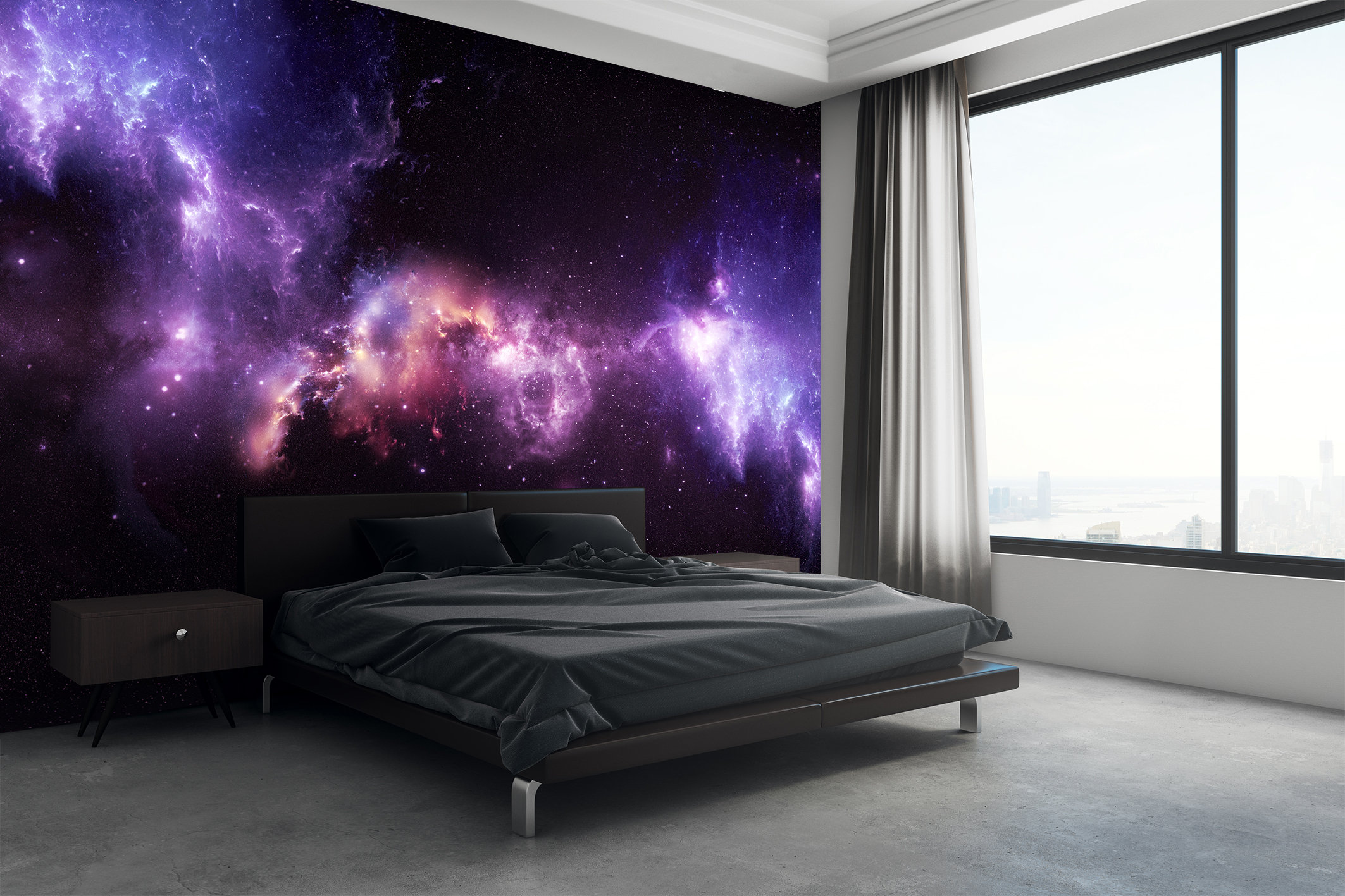 Galaxy Star Clusters Nebula Mural Print Wallpaper Peel and - Etsy