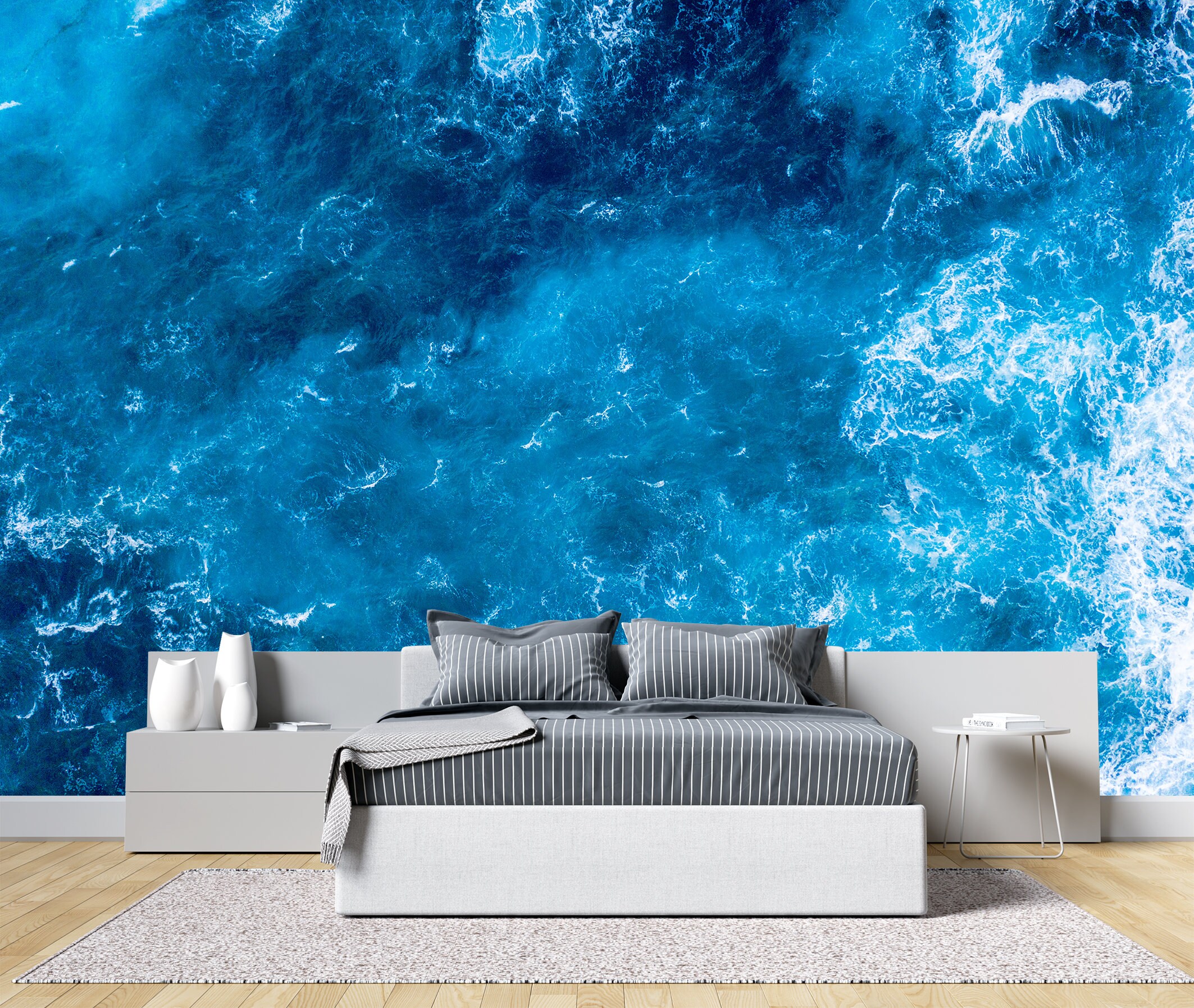 Ocean Wallpaper Crystal Blue Ocean Waves Wall Mural Textured - Etsy
