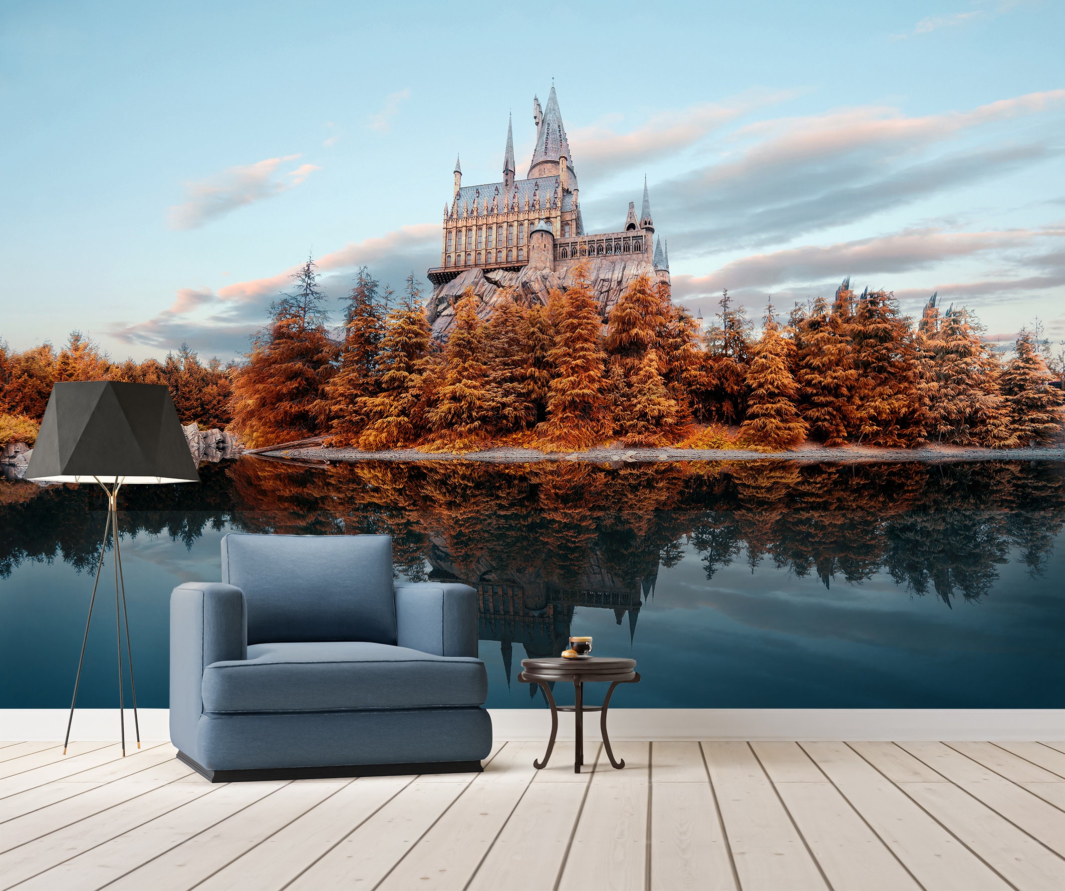 Castle Wall Mural Forest Landscape Wallpaper Peel and Stick - Etsy