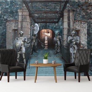 Old Castle Wallpaper Wall Mural Castle Guard Wallpaper Peel and Stick ...