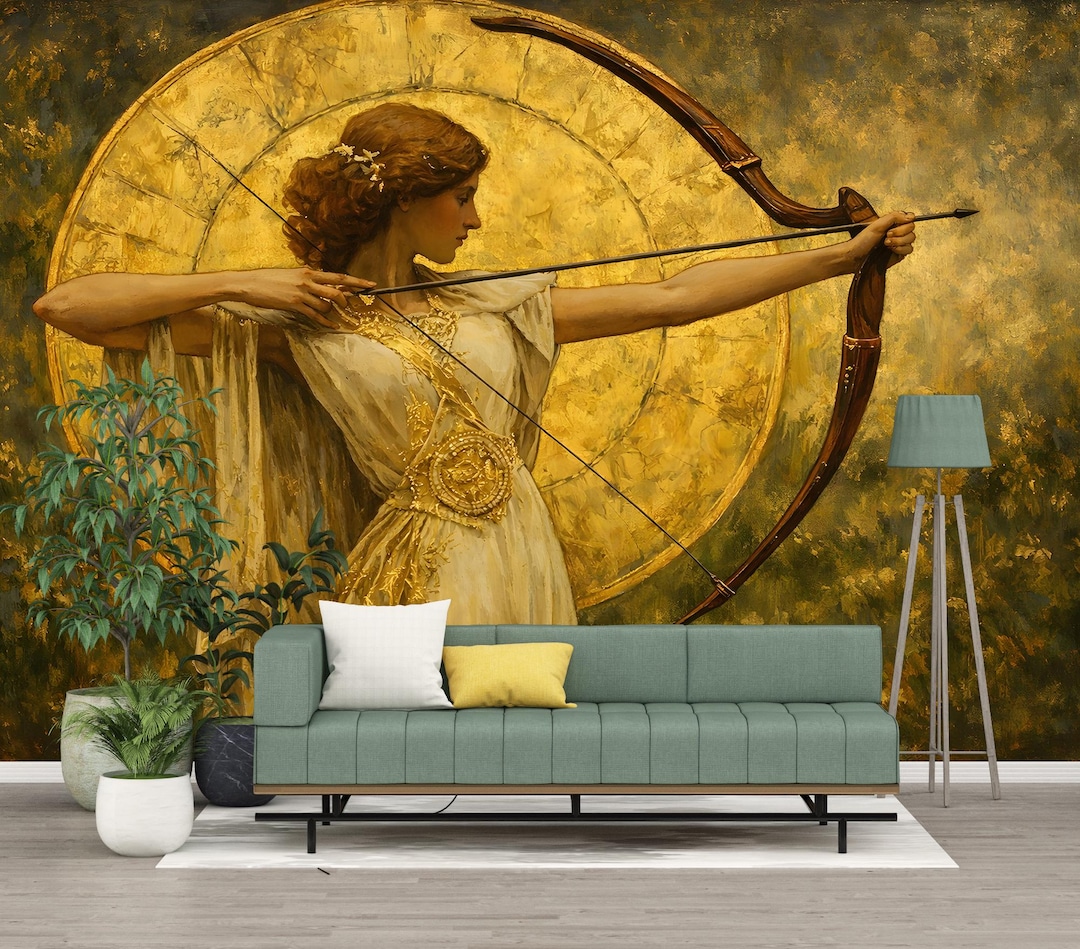 Classical Goddess Artemis Peel and Stick Mural, Mythology Wallpaper ...