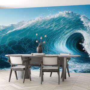Light Blue Breaking Wave Wallpaper With Funnel of Bubbling Clear Water ...