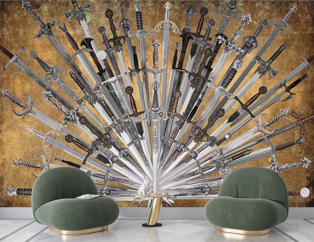 Medieval Cold Weapon Wallpaper Peel and Stick Vintage Swords and Knives ...