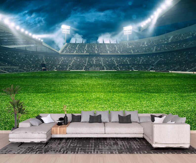 Football Stadium Mural Pich Sport Wallpaper Peel and Stick - Etsy