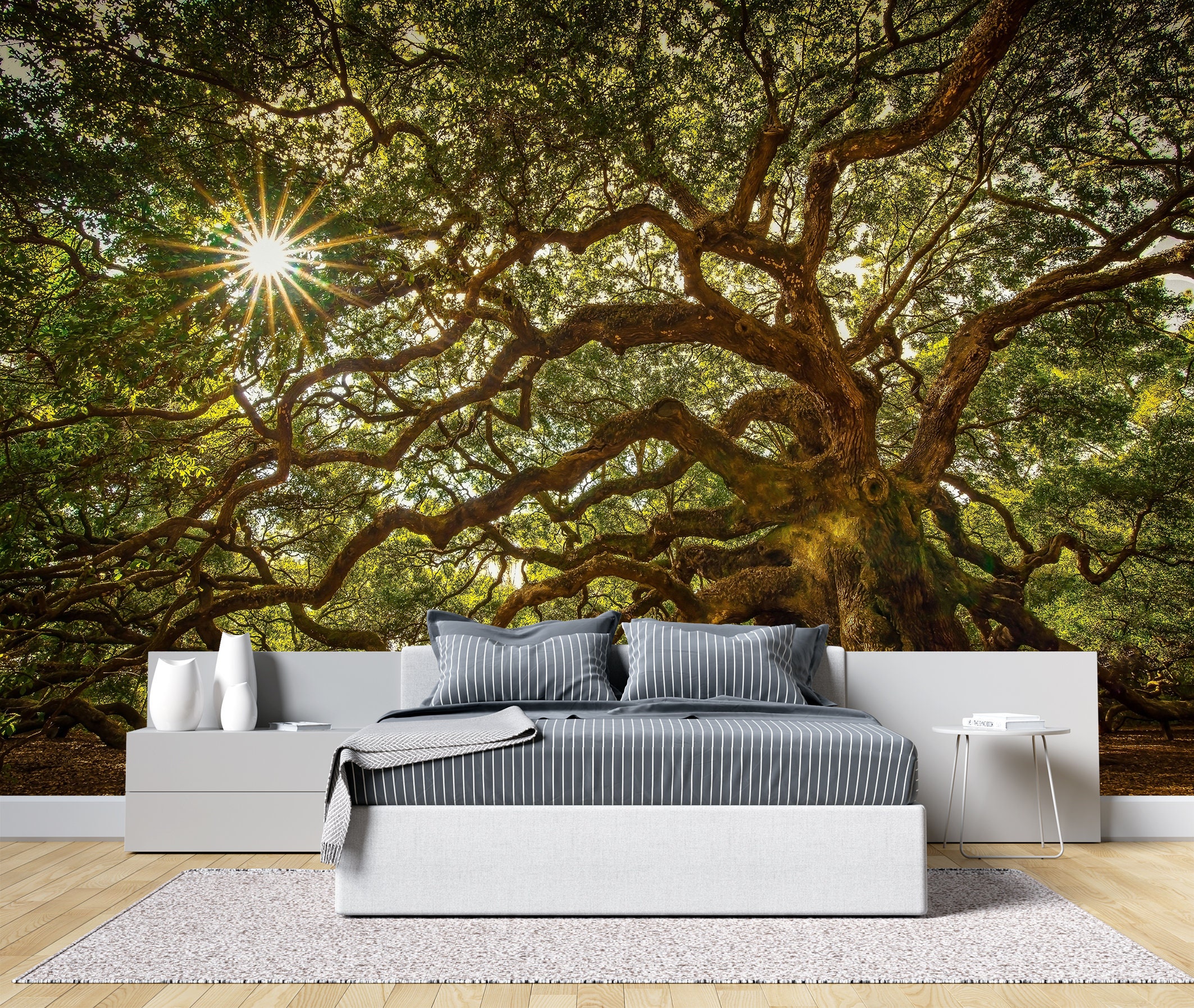 Big Tree Oak Wallpaper Nature Landscape Mural Peel and Stick Wallpaper ...