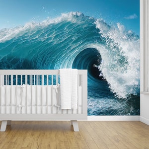 Light Blue Breaking Wave Wallpaper With Funnel of Bubbling Clear Water ...