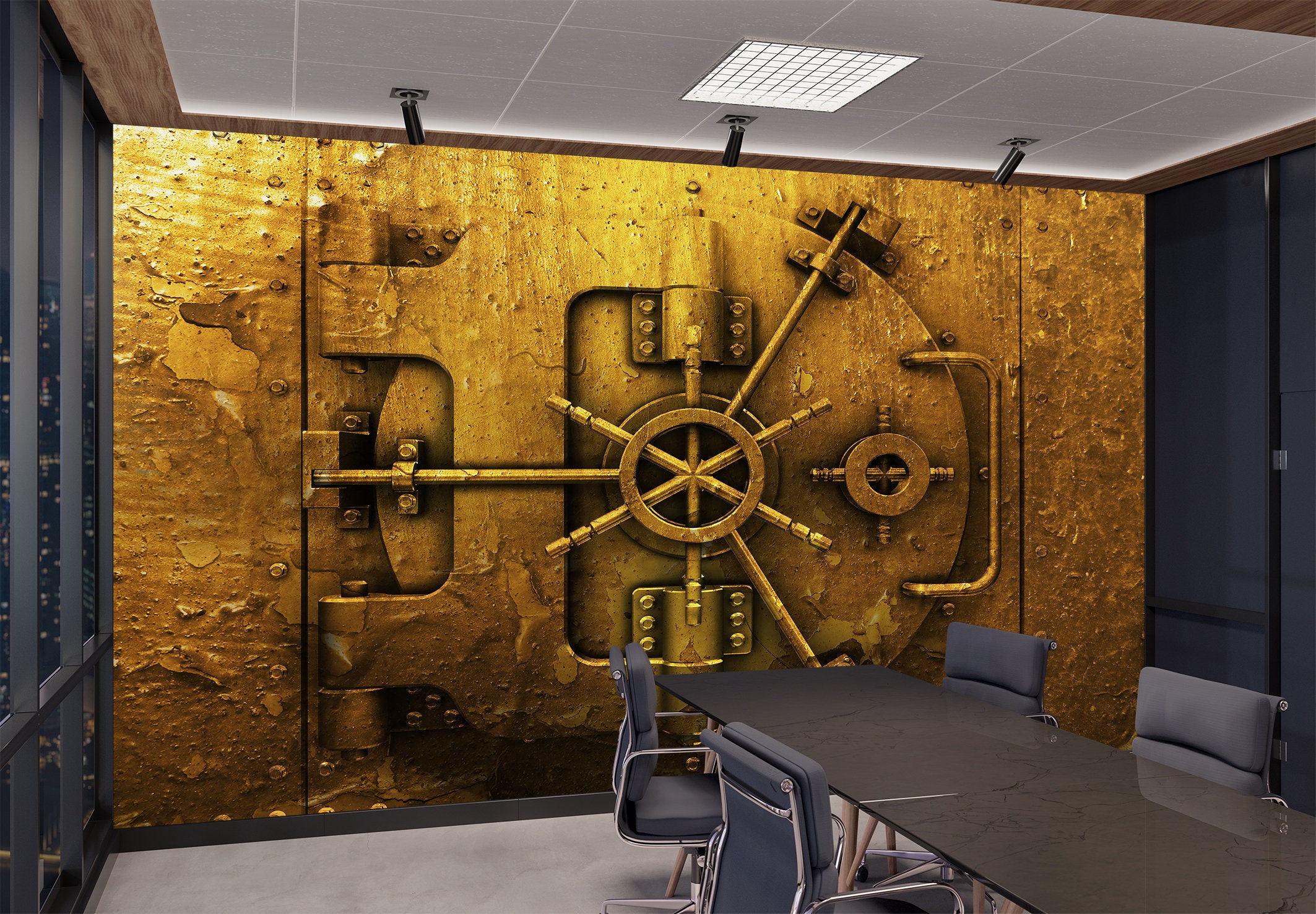 Bank Safe Wallpaper Print Money Vault Textured Peel and Stick Big Safe ...