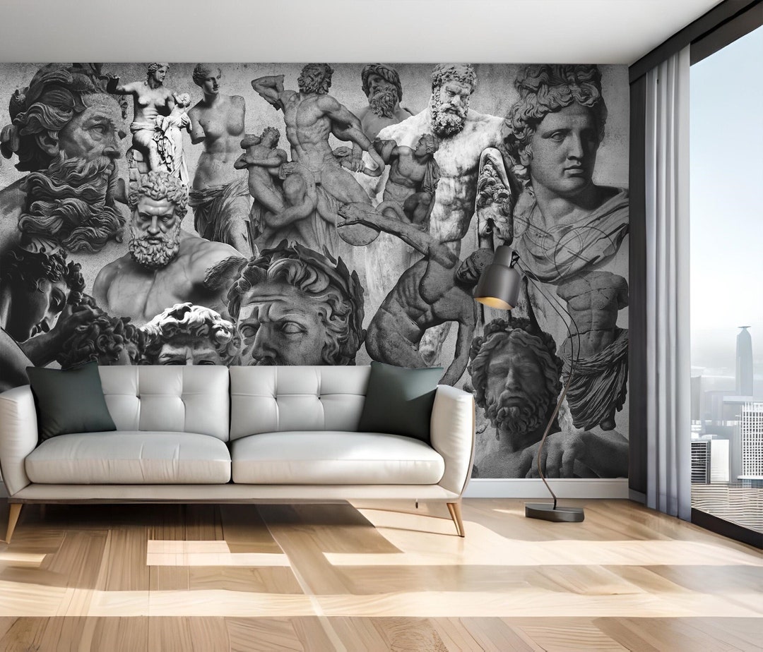Mural Antique Statues Collage Wallpaper Renaissance Architecture Greeks ...