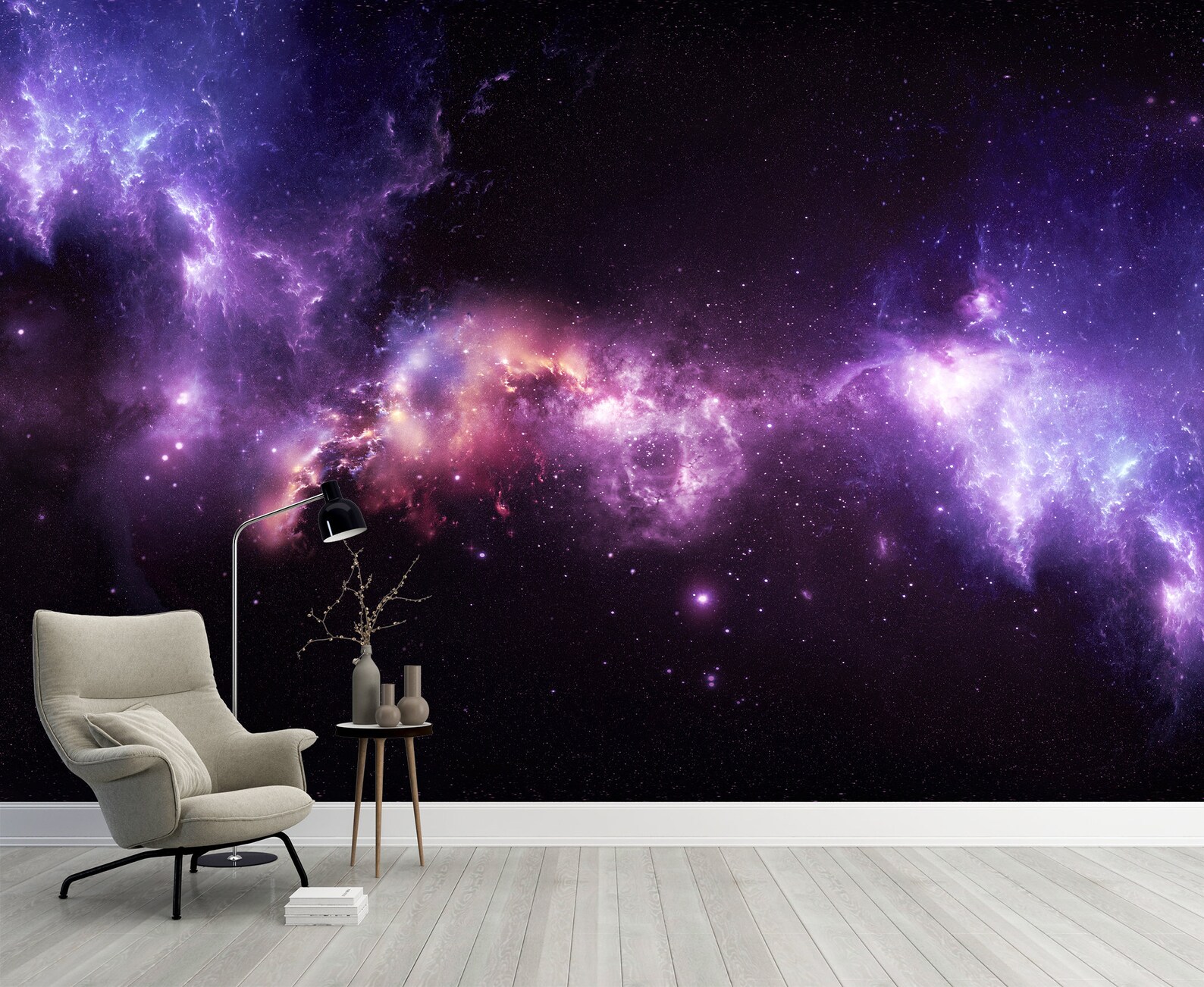 Galaxy Star Clusters Nebula Mural Print Wallpaper Peel and - Etsy
