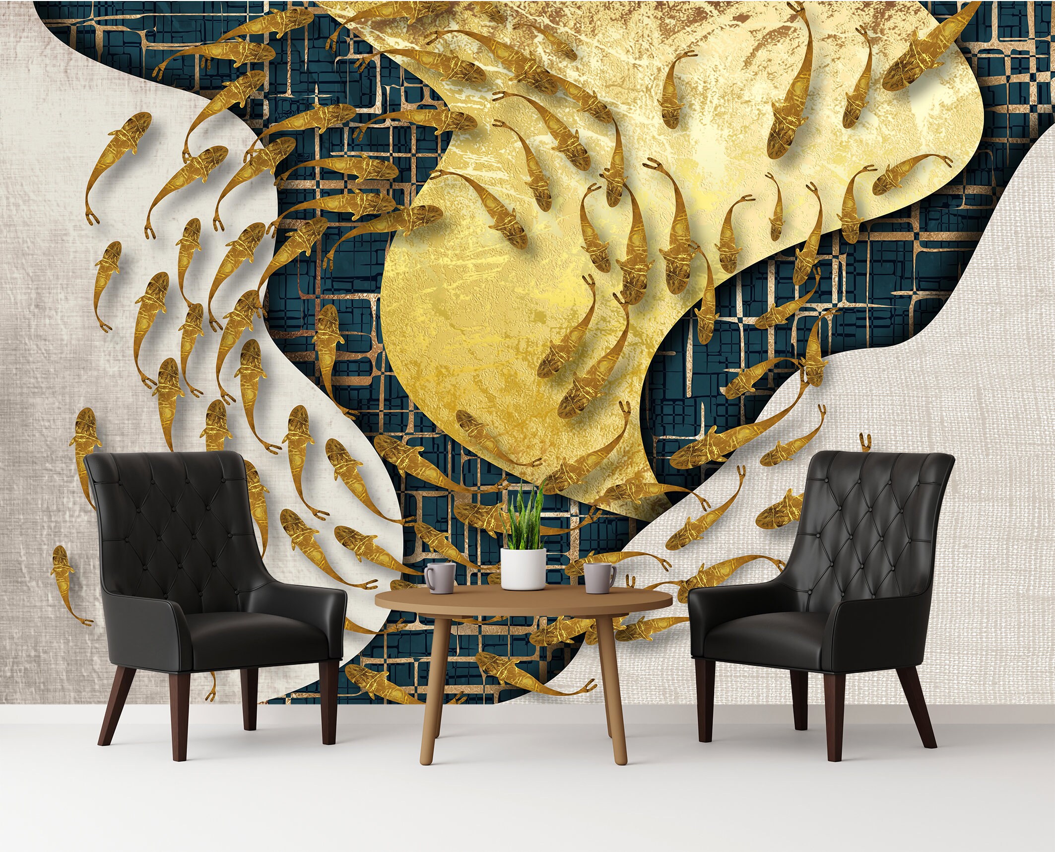Koi Fish Wallpaper Print Japanese Style Wall Mural Peel and Stick Koi ...