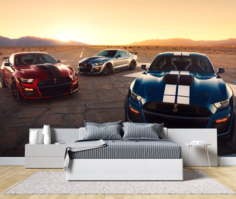 Ford Mustang Mural Sport Car Wallpaper Peel and Stick Sport - Etsy