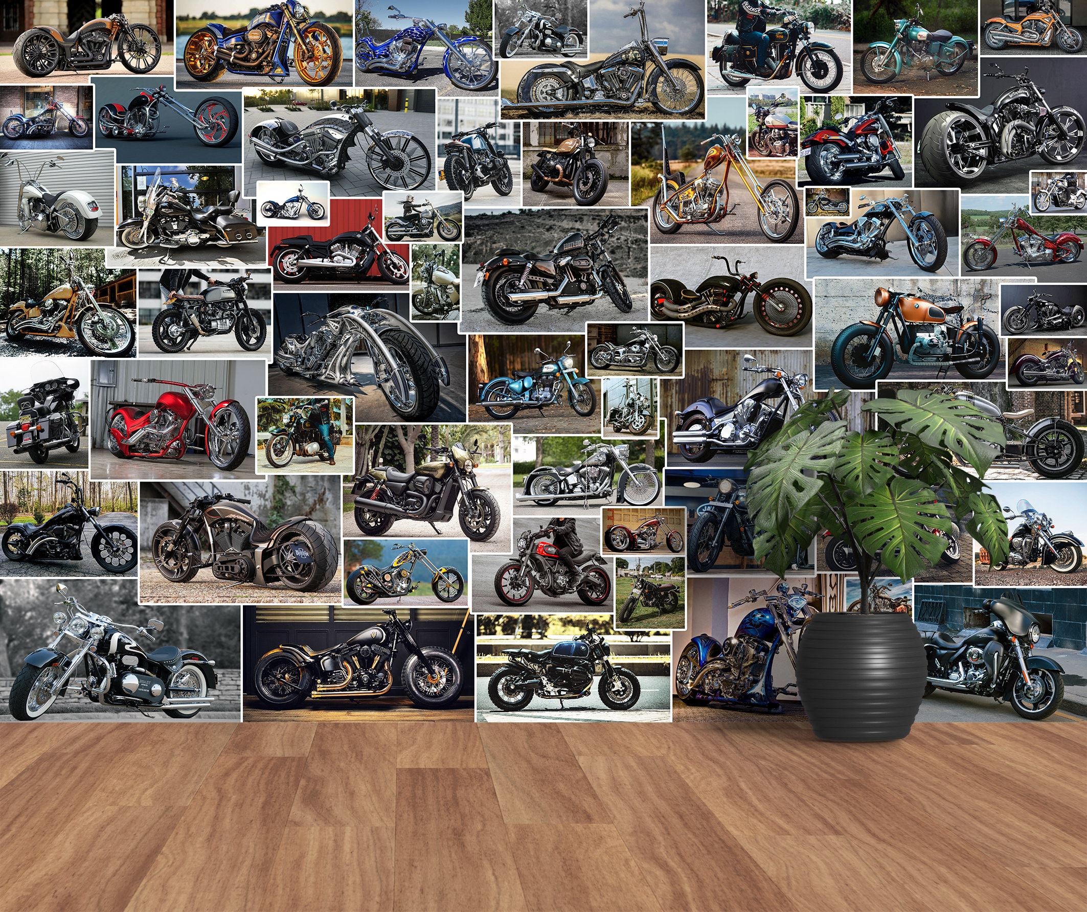 Biker Motorcycles Collage Mural Wallpaper Peel and Stick Gift for Kids ...