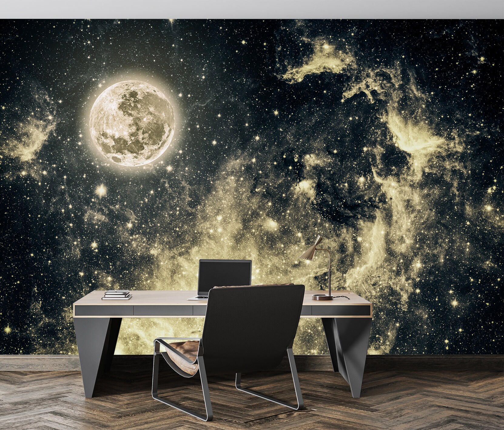 Moon With Stars Wall Mural Peel and Stick Print Self Adhesive - Etsy