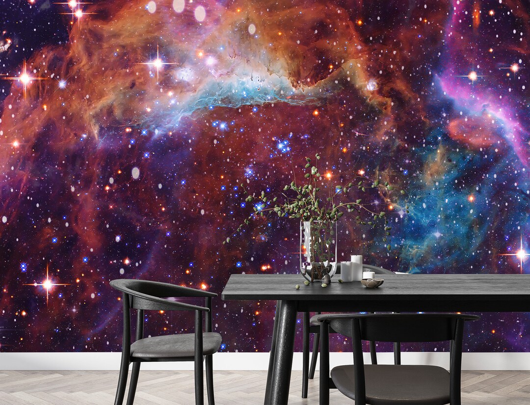 Space Wallpaper Nebula Wall Mural Print Wallpaper Peel and Stick Stars ...