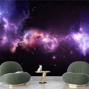 Galaxy Star Clusters Nebula Mural Print Wallpaper Peel and Stick Space ...