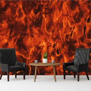 Flame Wall Mural Wall Decor Abstract Flame Wall Art Peel and Stick Fire ...