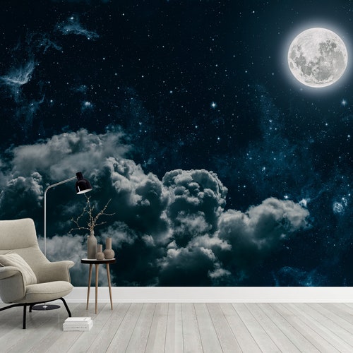Night Sky Star Wallpaper Clouds & Stars Wall Art Wall Mural - Etsy