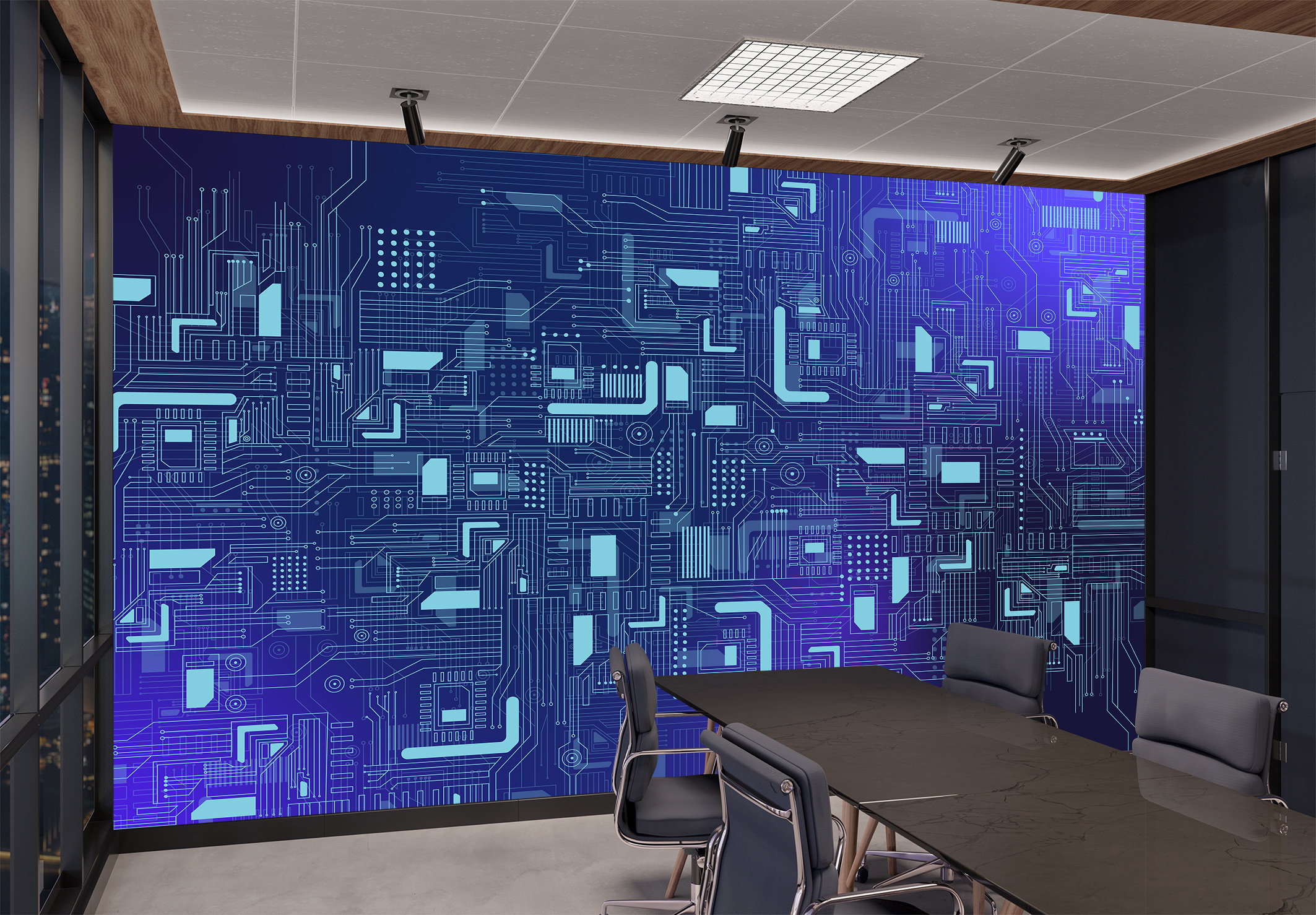 Electronic Board Wallpaper Mural Peel and Stick Realistic Blue - Etsy