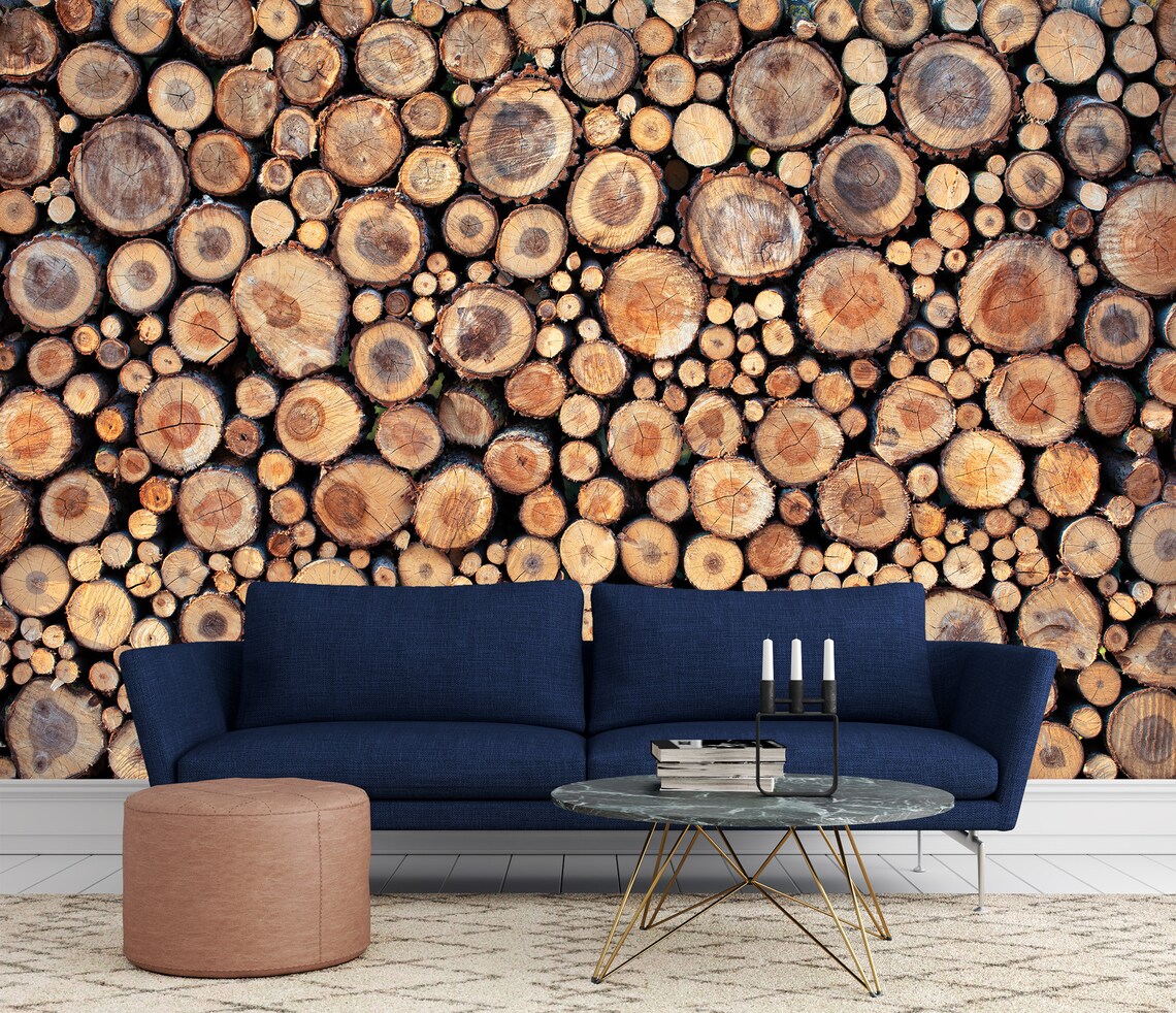 Wooden Logs Wall Mural Wall Decor Wood Slice Peel and Stick - Etsy
