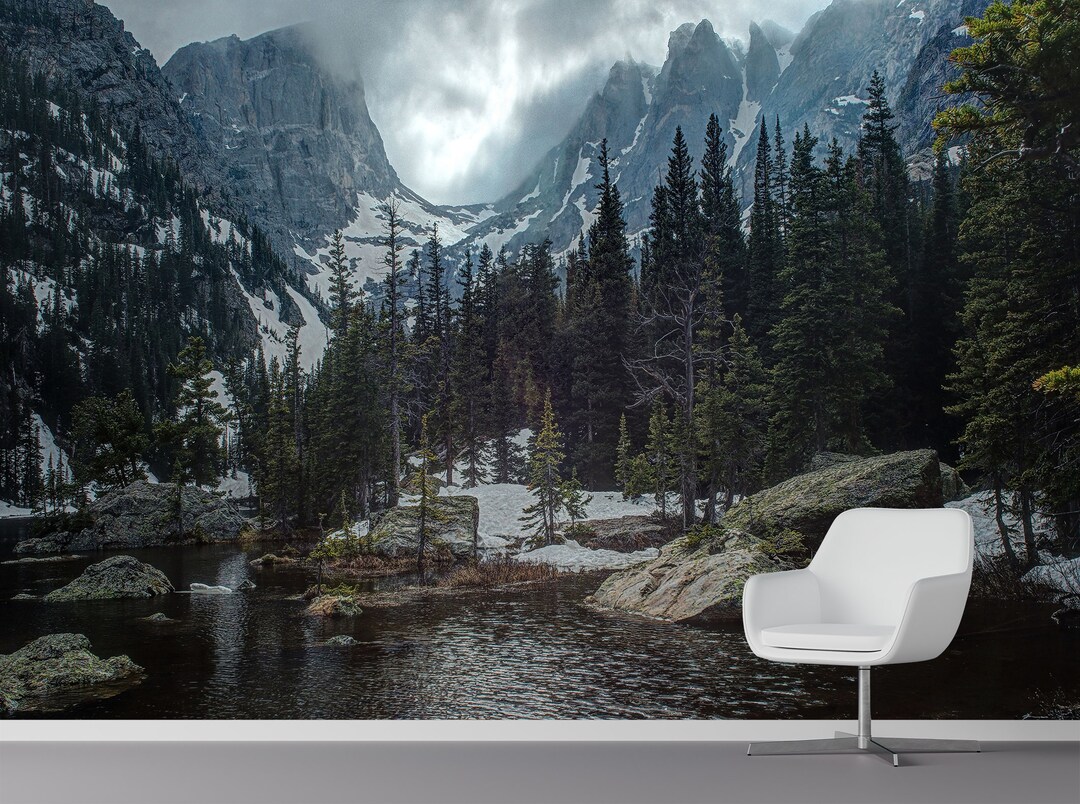 Wall Mural Mountain Landscape Wallpaper Peel and Stick Print Lake and ...