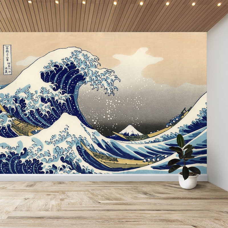 Japan Waves Wallpaper - Etsy