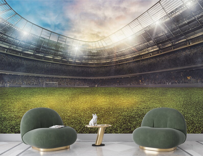 Football Stadium Mural Pitch Sport Wallpaper Textured Peel and Stick ...