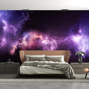 Galaxy Star Clusters Nebula Mural Print Wallpaper Peel and Stick Space ...