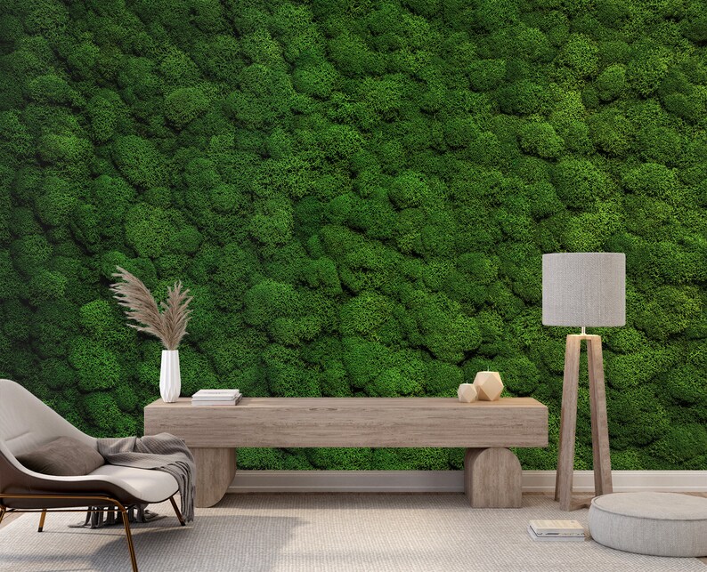 Green Moss Wallpaper Background Peel and Stick Floral Art Print ...
