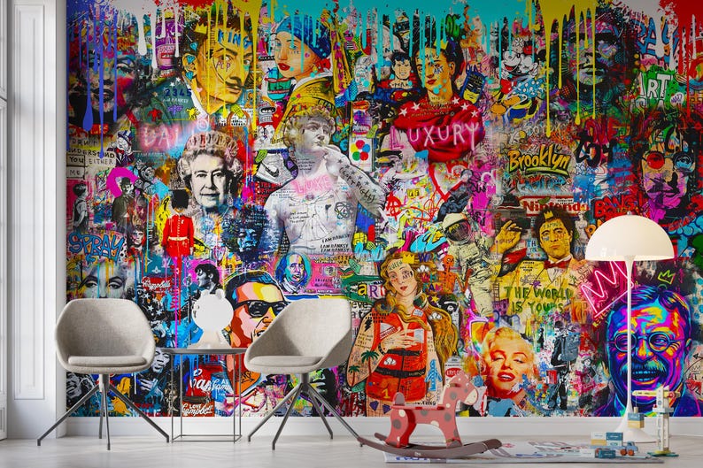 Colorful Pop Art Graffiti Wallpaper Urban Street Style Wall Mural ...