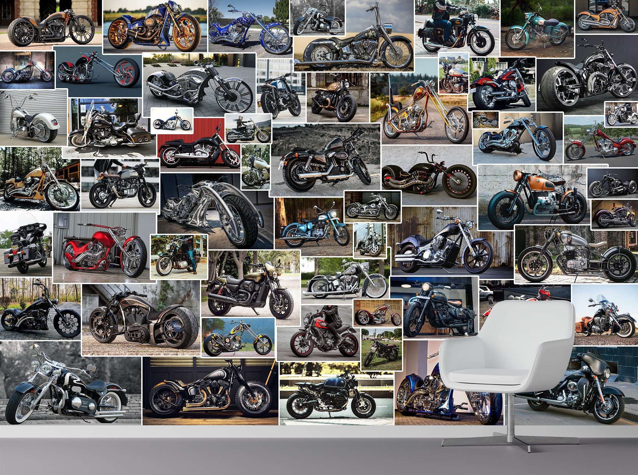 Biker Motorcycles Collage Mural Wallpaper Peel and Stick Gift for Kids ...