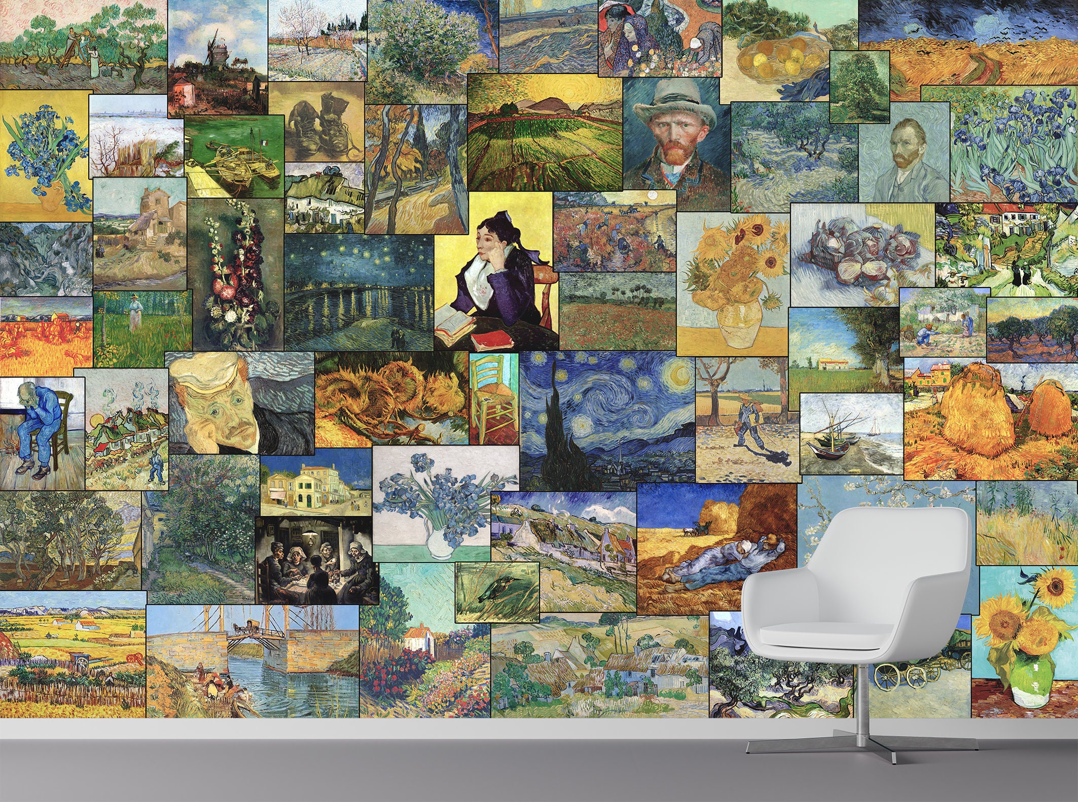 Vincent Van Gogh Collage Wallpaper Reproduction Wall Mural - Etsy