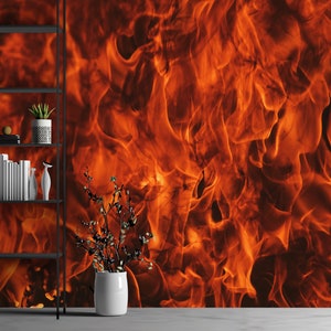 Flame Wall Mural Wall Decor Abstract Flame Wall Art Peel and Stick Fire ...