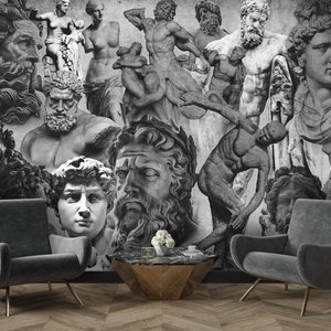 Renaissance Statues Collage Mural, Historical Architecture Wallpaper ...