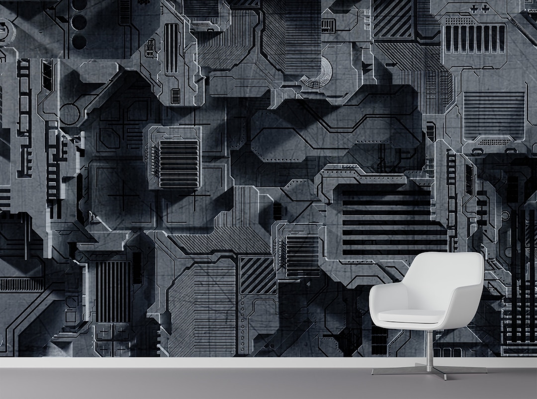 Techno Wall Background Wallpaper Mural Peel and Stick Armored - Etsy