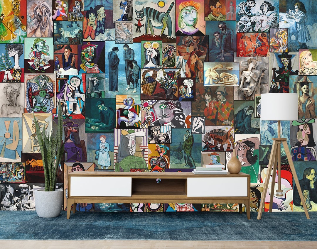 Pablo Picasso Collage Wallpaper Reproduction Wall Mural Print Textured ...