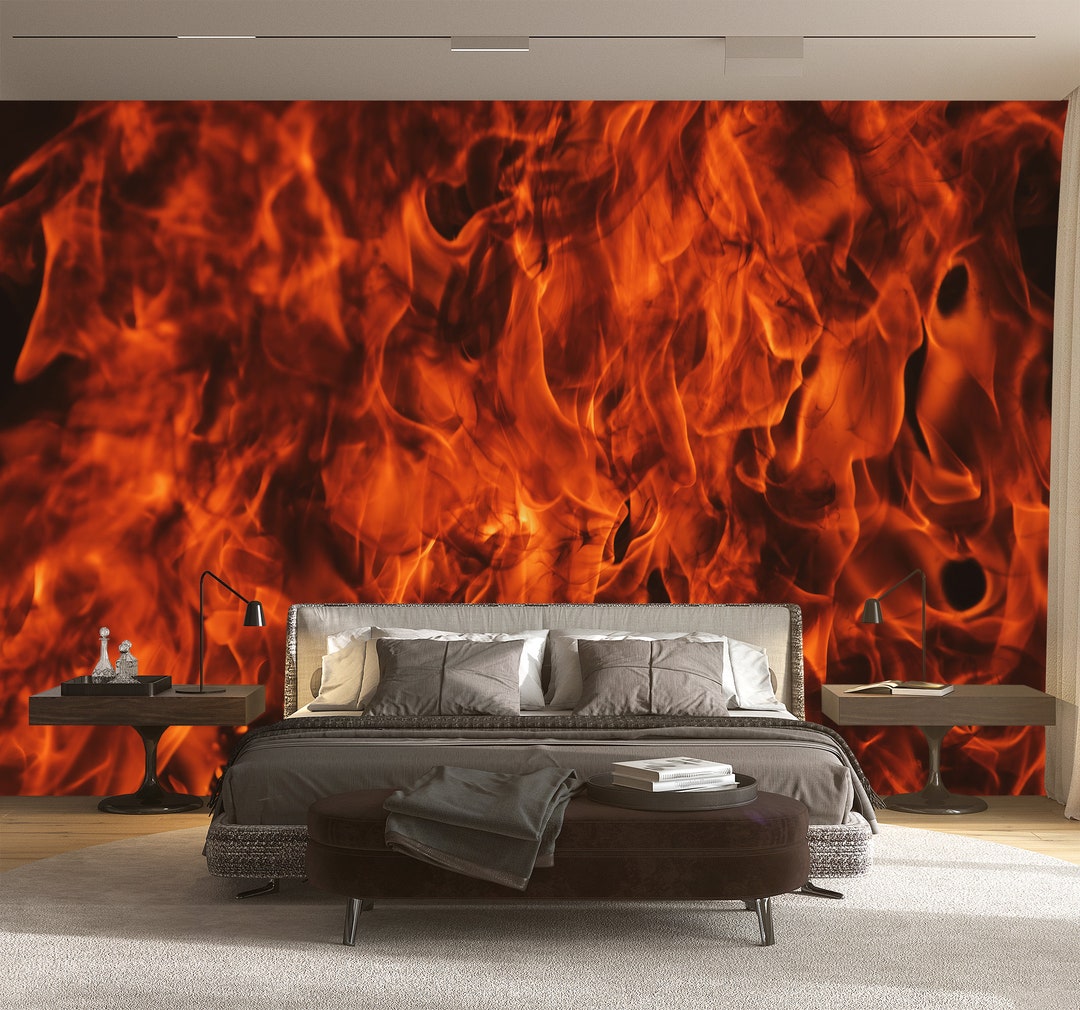 Flame Wall Mural Wall Decor Abstract Flame Wall Art Peel and Stick Fire ...