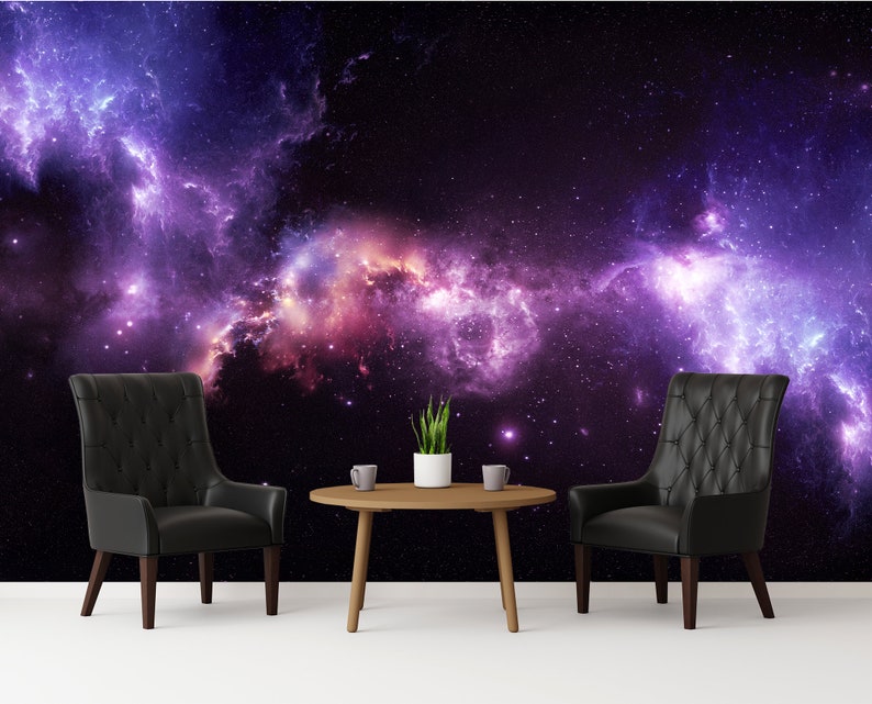 Galaxy Star Clusters Nebula Mural Print Wallpaper Peel and - Etsy