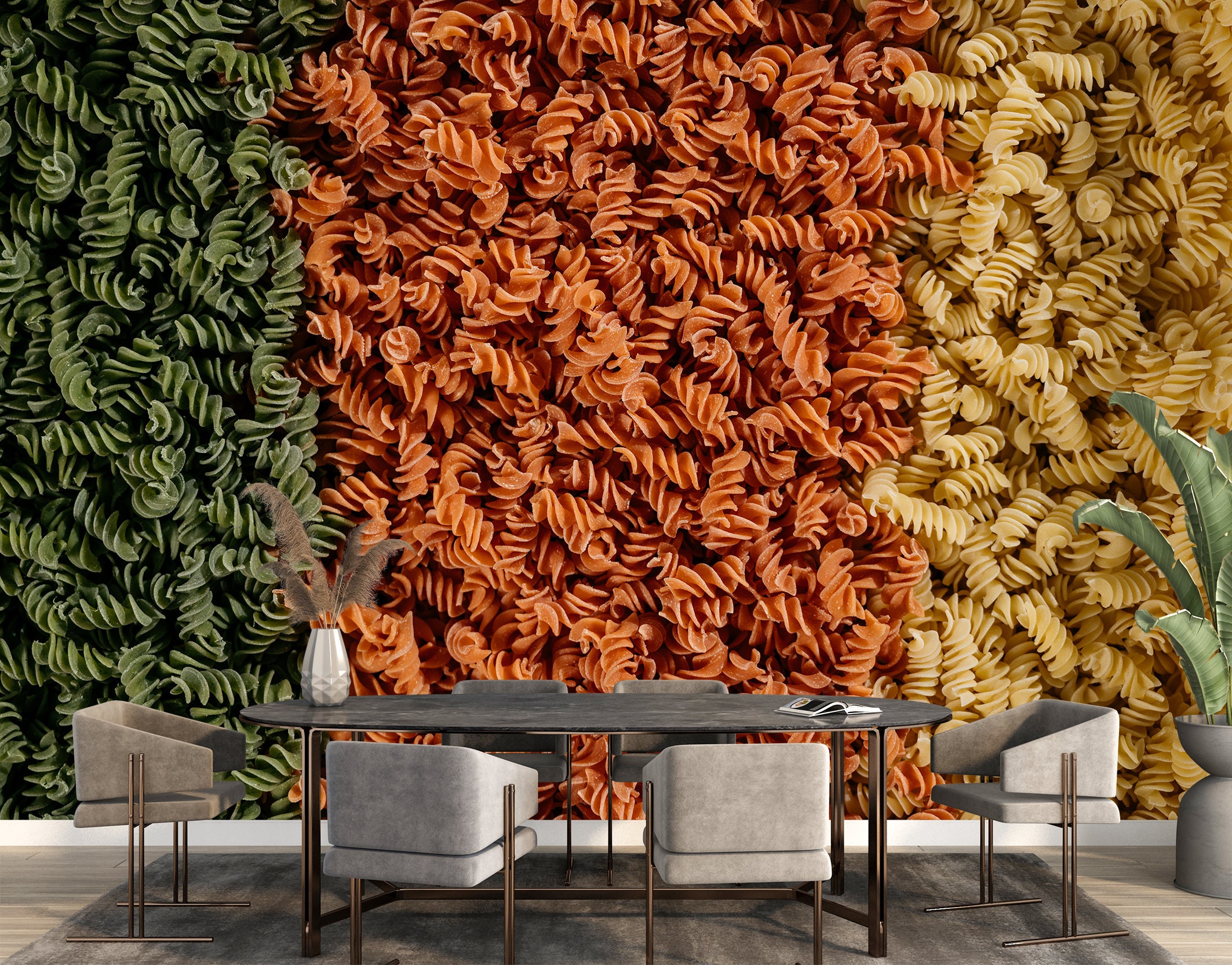 Kitchen Wallpaper Pastel Abstract Food Wall Art Mural Pasta - Etsy