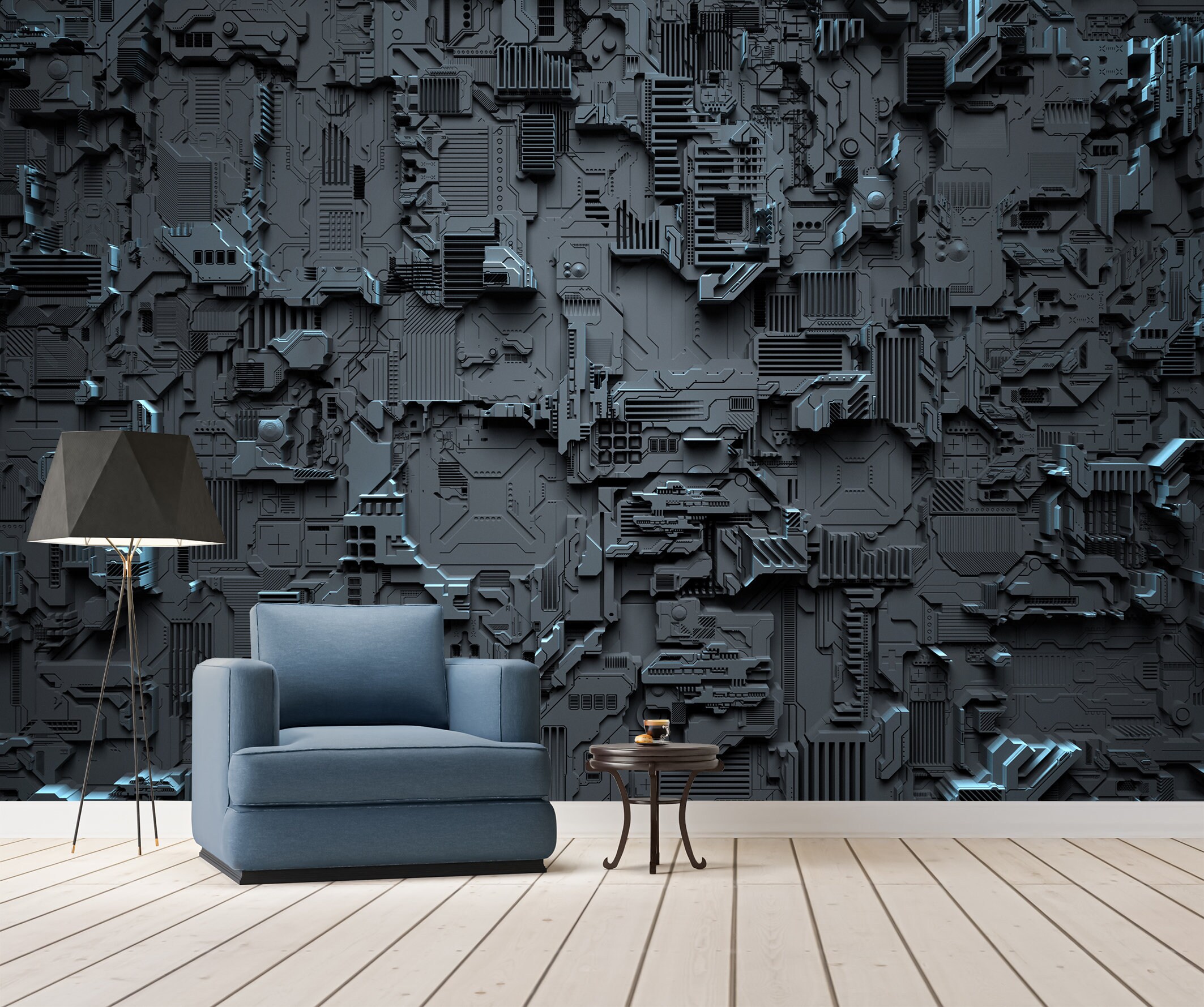 Cyberpunk Metal Wall Mural: Techno Armored Gate Peel and Stick ...