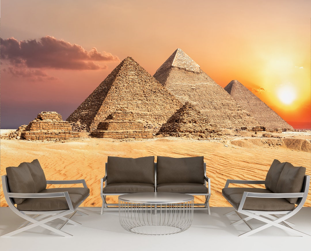 Egypt Pyramids Wallpaper Wall Mural Decor Vinyl Peel and Stick Egyptian ...