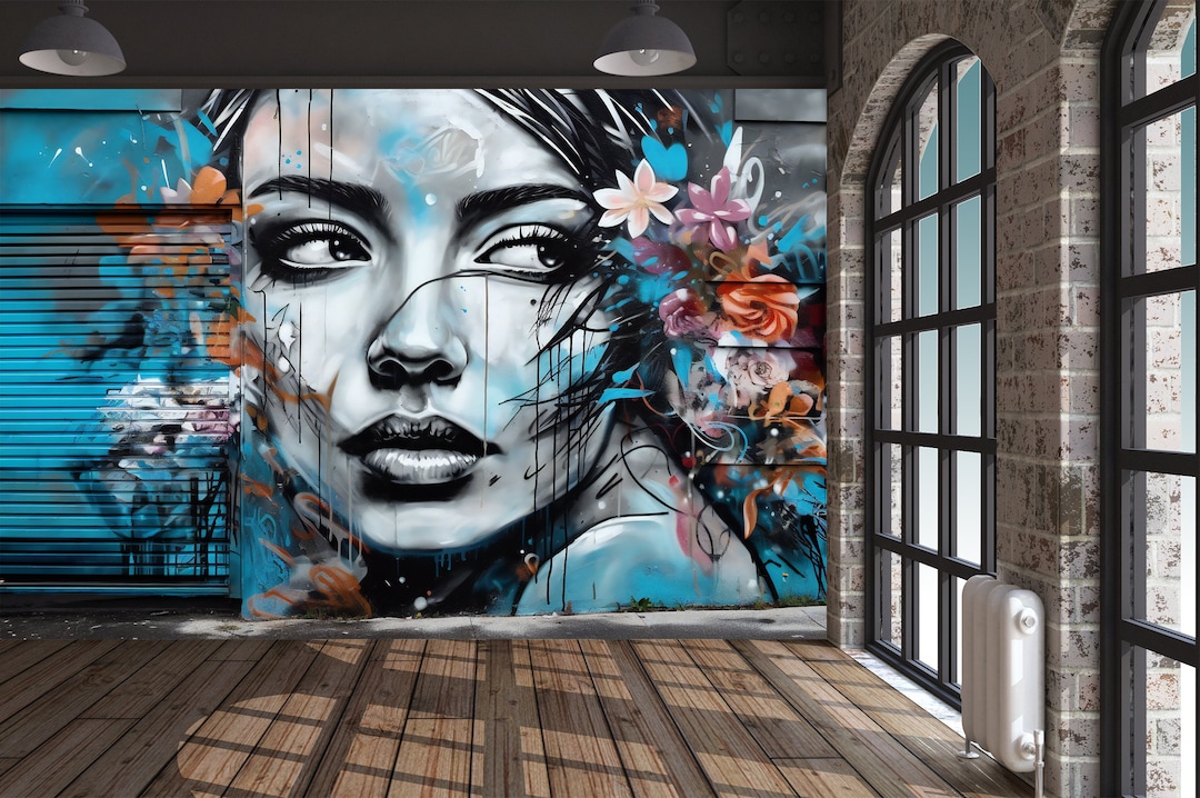 Urban Graffiti Wallpaper Graffiti Wall Building With Abstract Woman ...