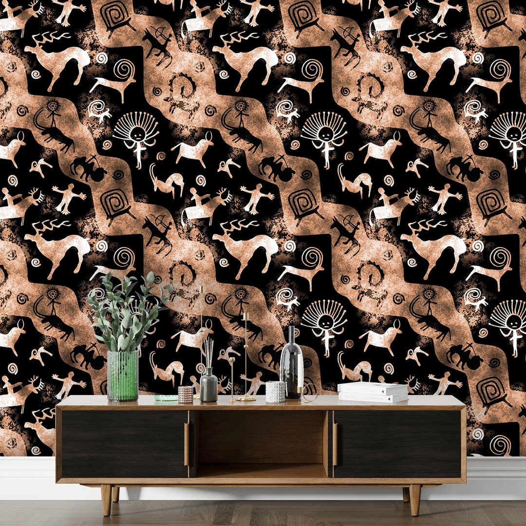 Buy Ancient Cave Wallpaper Petroglyphs Cave Drawings Wall Mural Peel ...