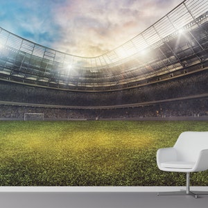 Football Stadium Mural Pitch Sport Wallpaper Textured Peel and Stick ...