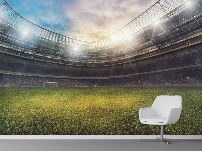 Football Stadium Mural Pitch Sport Wallpaper Textured Peel and Stick ...