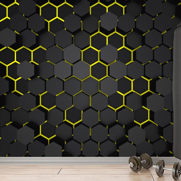 Yellow Hexagon Wallpaper - Etsy