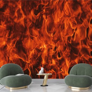 Flame Wall Mural Wall Decor Abstract Flame Wall Art Peel and Stick Fire ...