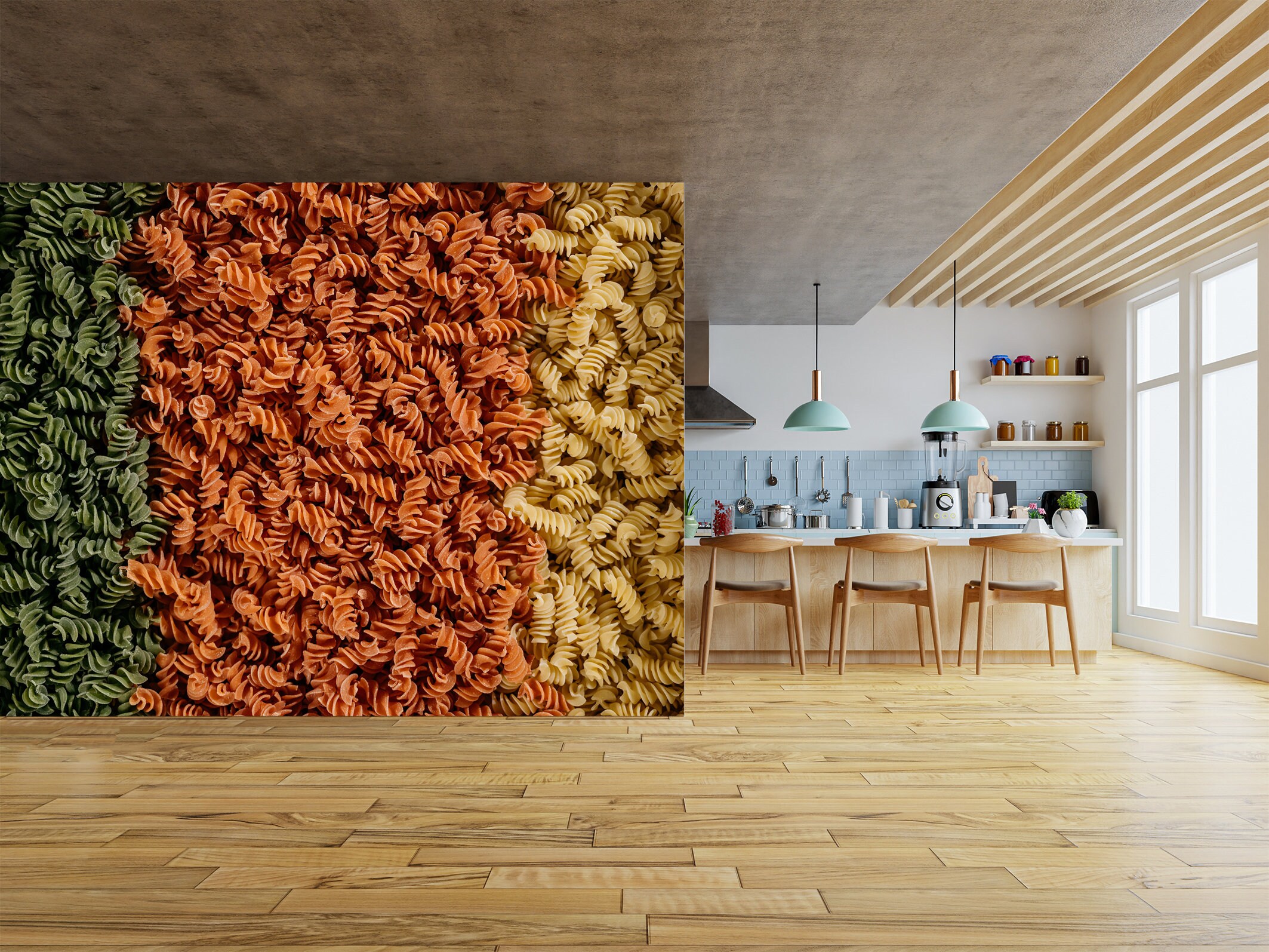 Kitchen Wallpaper Pastel Abstract Food Wall Art Mural Pasta - Etsy