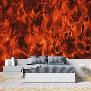 Flame Wall Mural Wall Decor Abstract Flame Wall Art Peel and Stick Fire ...